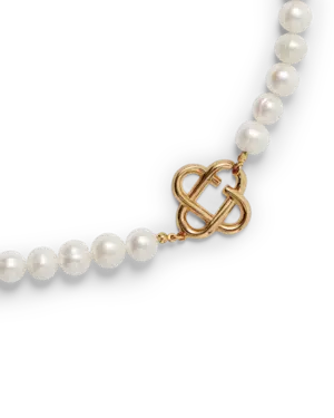 Casablanca Medium Pearl Logo Necklace