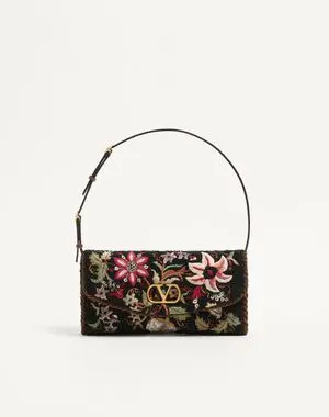 Valentino Garavani Embroidered Small Shoulder Bag - Black/multicolour