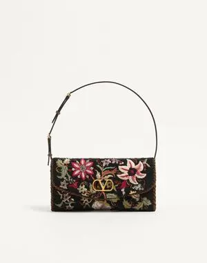 Valentino Garavani Embroidered Small Shoulder Bag Black/multicolour