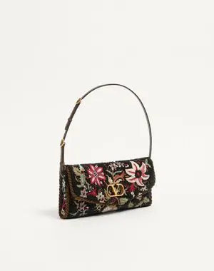 Valentino Garavani Embroidered Small Shoulder Bag - Black/multicolour