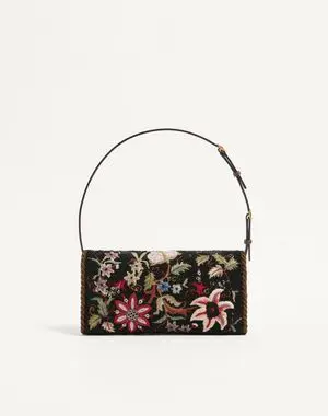 Valentino Garavani Embroidered Small Shoulder Bag - Black/multicolour