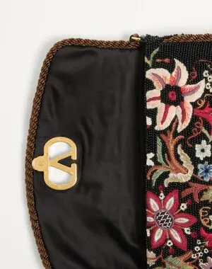 Valentino Garavani Embroidered Small Shoulder Bag - Black/multicolour