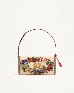 Valentino Garavani Embroidered Small Shoulder Bag - Natural/multicolour