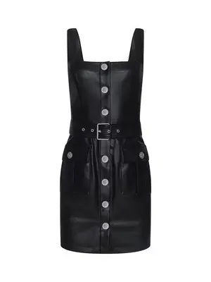 L'Agence Midy Vegan Leather Mini Dress - Black
