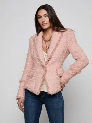 L'Agence Kaisley Tweed Blazer - Dusty Pink