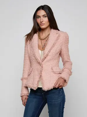 L'Agence Kaisley Tweed Blazer - Dusty Pink