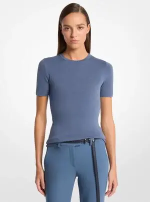 Michael Kors Cashmere Short-sleeve Sweater - Grey