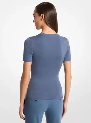 Michael Kors Cashmere Short Sleeve Sweater - Grey