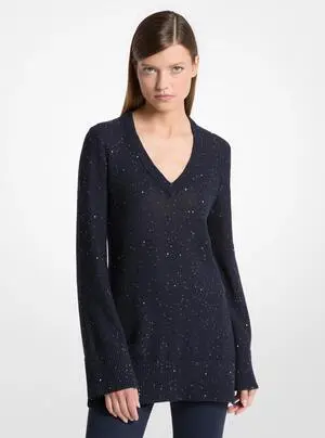 Michael Kors Sequin V-neck Pullover Sweater