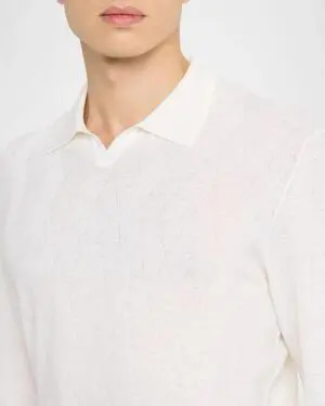 Boglioli Wool Chevron-knit Johnny Collar Sweater - White-0110
