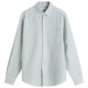 Portuguese Flannel Belavista Stripe Button Down Oxford Shirt - White/blue