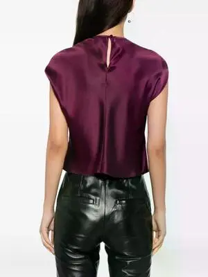 THE SEI Draped Sleeveless Blouse - Purple