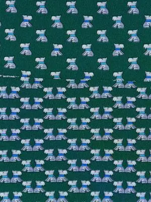 FERRAGAMO Terrier Print Silk Neck Tie - Green