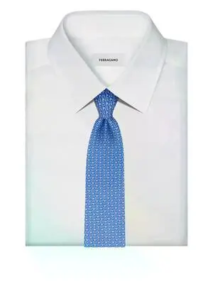 FERRAGAMO Butterfly-print Silk Neck Tie - Blue