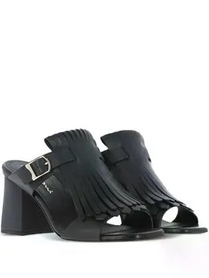 Santoni 75mm Fringed Buckle Pumps - Black