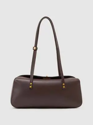 REISS Devora Leather Bowling Shoulder Bag