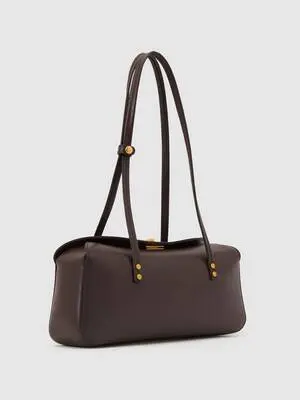 REISS Devora Leather Bowling Shoulder Bag