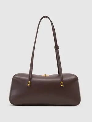 REISS Devora Leather Bowling Shoulder Bag
