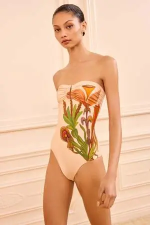 Ulla Johnson Monterey Strapless Printed Maillot - Inner Nature