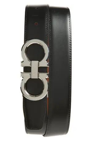 FERRAGAMO Double Gancio Leather Belt