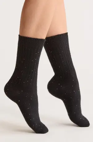 Nordstrom Sparkle Crew Socks - Black