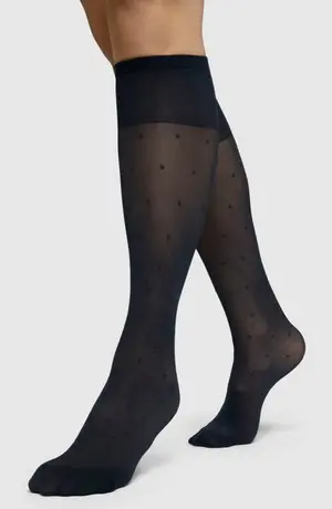 Swedish Stockings Doris Polka Dot Mesh Knee Socks