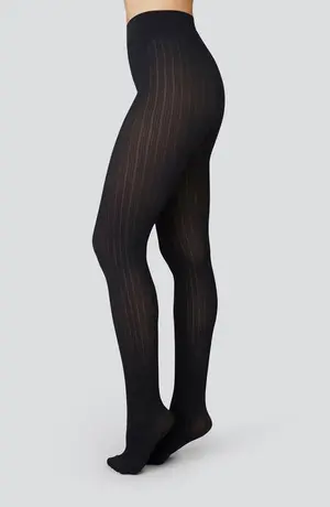 Swedish Stockings Alma Ribbed Tights Black