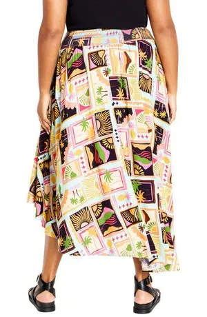 City Chic Eva Smocked Waist Asymmetric Skirt