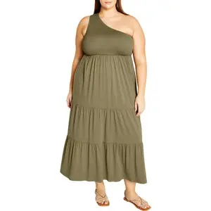 City Chic Darcy Smocked One Shoulder Maxi Dress