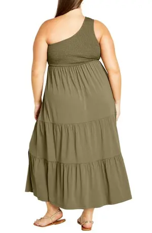 City Chic Darcy Smocked One Shoulder Maxi Dress