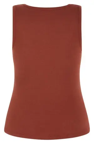City Chic Lana Stretch Cotton Rib Tank - Ginger