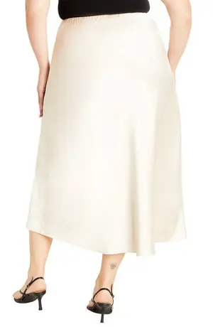 City Chic Miranda Midi Skirt - Cream