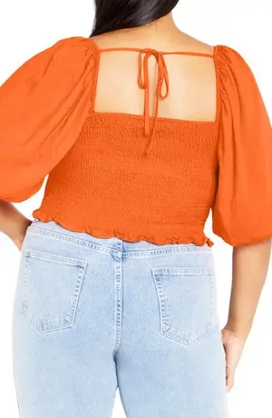 City Chic Chrysie Smocked Crop Top