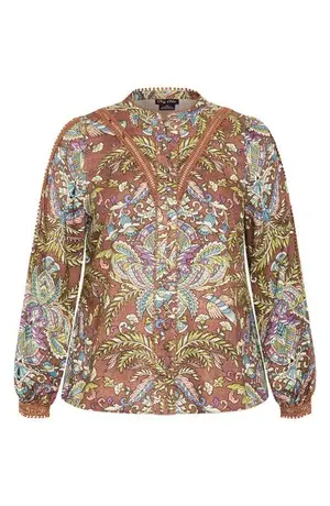 City Chic Paisley Split Neck Blouse
