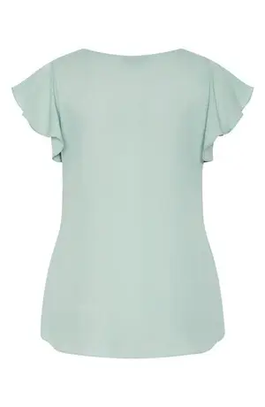 City Chic Florrie Zip Flutter Sleeve Top