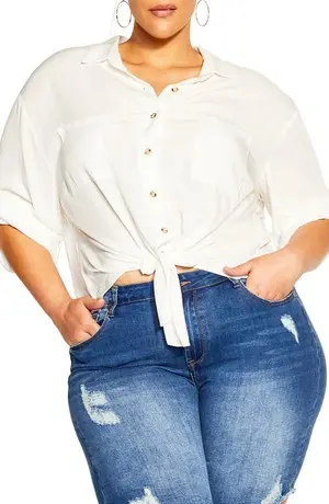 City Chic Pointed Collar Shirts For Women