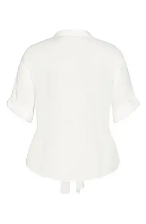 City Chic Tie Hem Button-up Shirt