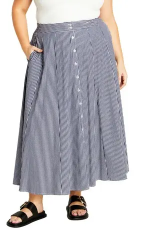 City Chic Stellar Stripe A-line Maxi Skirt