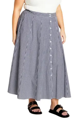 City Chic Stellar Stripe A-line Maxi Skirt