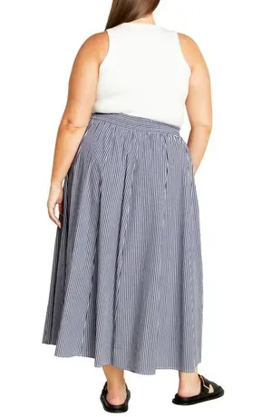 City Chic Stellar Stripe A-line Maxi Skirt