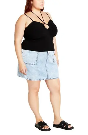 City Chic Rib Strappy Camisole - Black