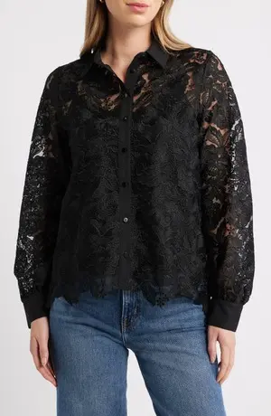 Caslon Long Sleeve Lace Button-up Shirt