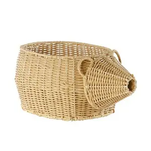 KAPLAN EARLY LEARNING COMPANY Hedgehog Washable Wicker Basket - Brown