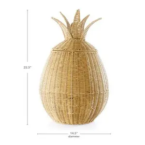 KAPLAN EARLY LEARNING COMPANY Pineapple Washable Wicker Floor Basket