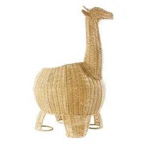 KAPLAN EARLY LEARNING COMPANY Giraffe Washable Wicker Floor Basket - Brown