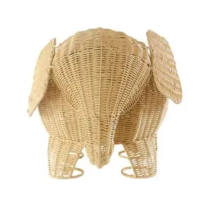 KAPLAN EARLY LEARNING COMPANY Elephant Washable Wicker Floor Basket