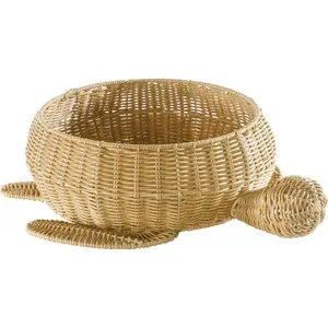 KAPLAN EARLY LEARNING COMPANY Turtle Washable Wicker Floor Basket - Brown