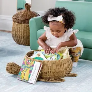 KAPLAN EARLY LEARNING COMPANY Turtle Washable Wicker Floor Basket