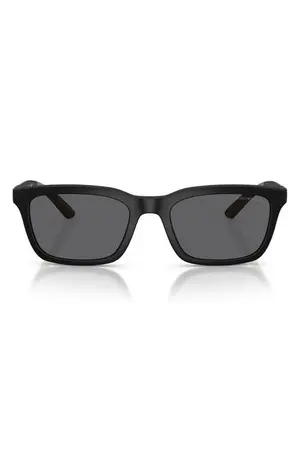 Emporio Armani 55mm Polarized Rectangular Sunglasses - Matte Black/grey Polar