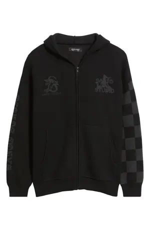 SANTO STUDIO Cotton Knit Zip Hoodie